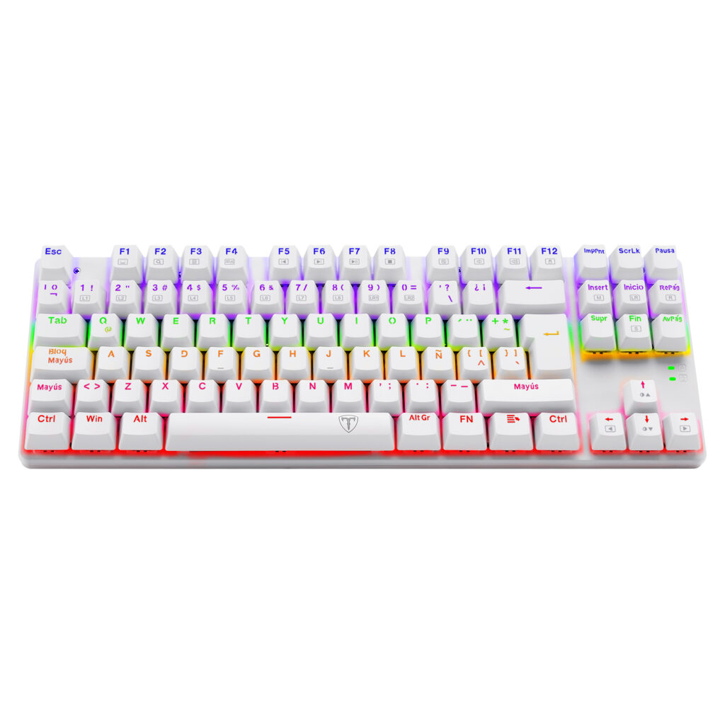 Teclado T-Dagger Bora Rainbow Lite T-TGK313W-LIT Blanco - Progaming