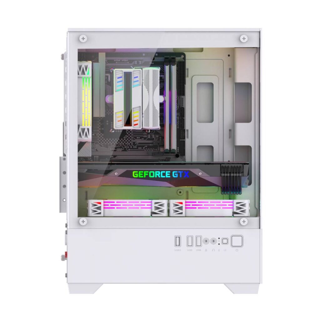 Gabinete Exodia Prisma 200 Blanco mATX 3Fans ARGB V Templado - Progaming